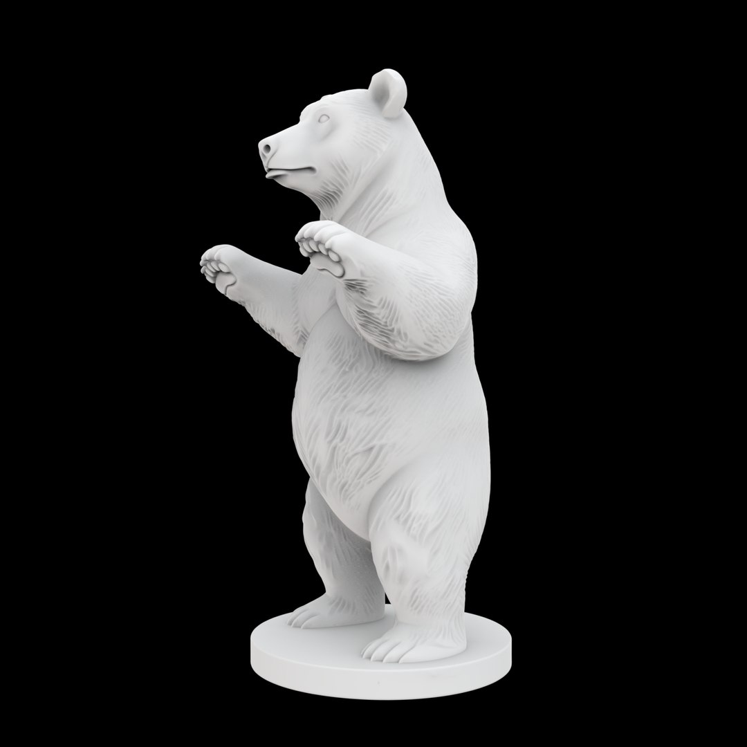 Standing Bear Statue 3D Print Model Powerful Wildlife Figure 3D Model ...