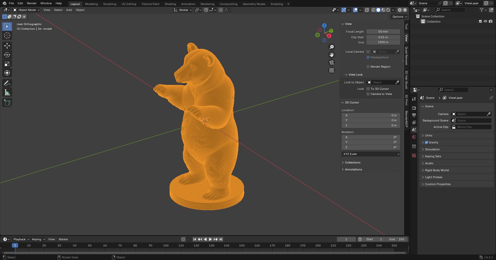 Standing Bear Statue 3D Print Model Powerful Wildlife Figure 3D Model ...