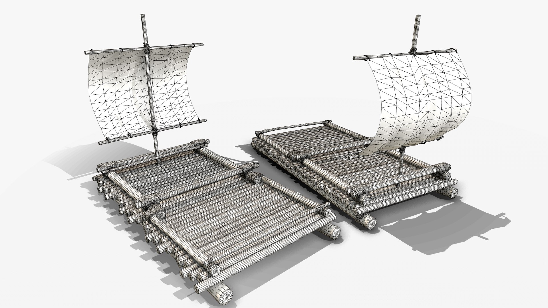 3D Model Wooden Raft 3 - TurboSquid 1746617