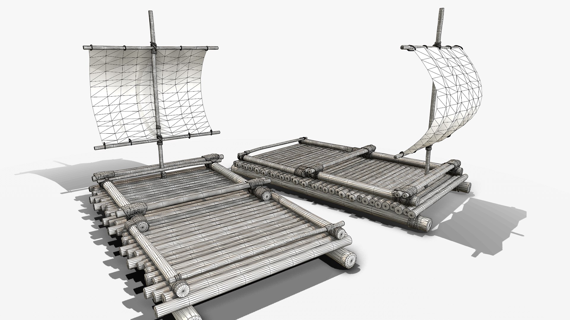 3D Model Wooden Raft 3 - TurboSquid 1746617