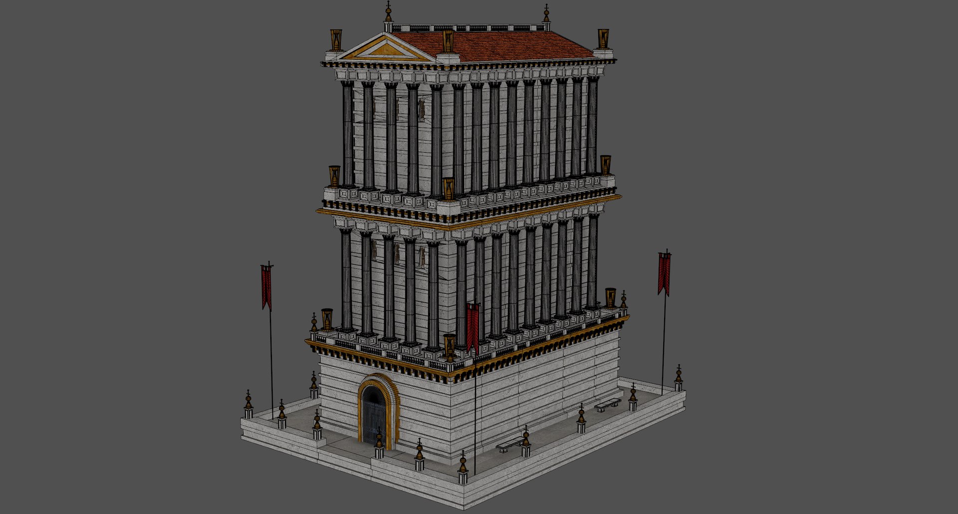 3D Roman Tower Building Temple Model - TurboSquid 2291251