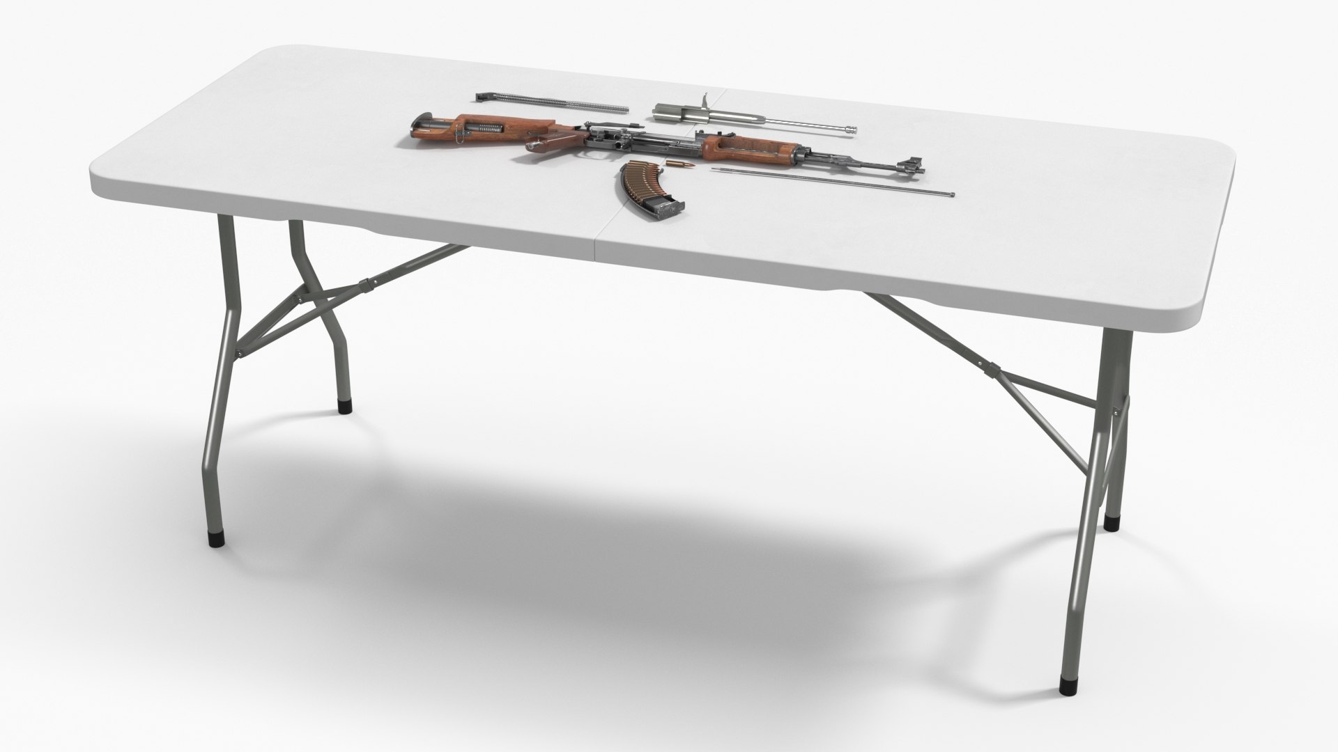 3D Disassembled AK-47 With A Magazine On The Table - TurboSquid 2307824