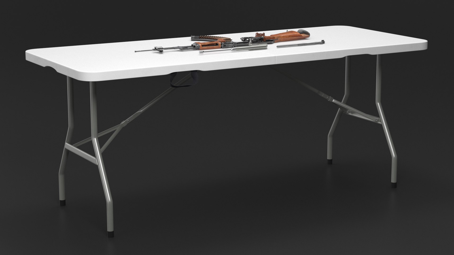 3D Disassembled AK-47 With A Magazine On The Table - TurboSquid 2307824