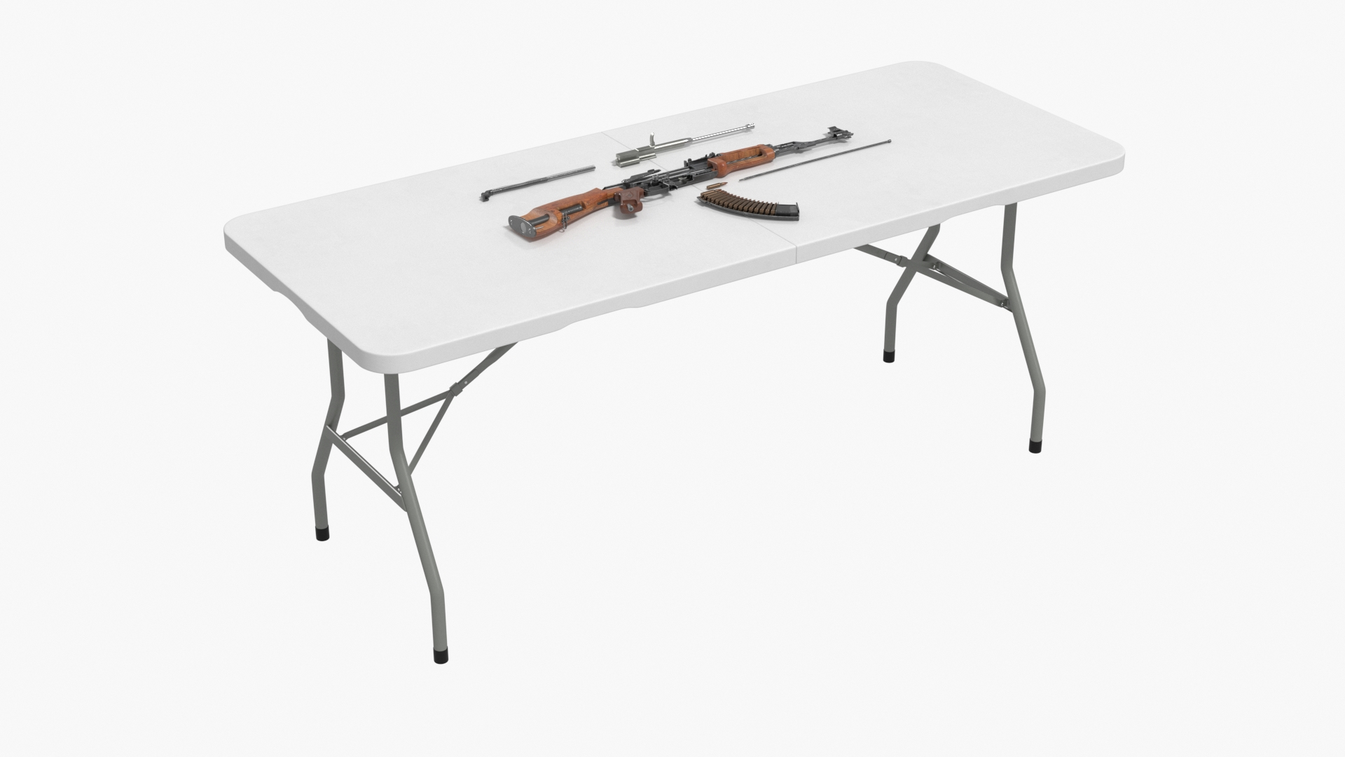 3D Disassembled AK-47 With A Magazine On The Table - TurboSquid 2307824