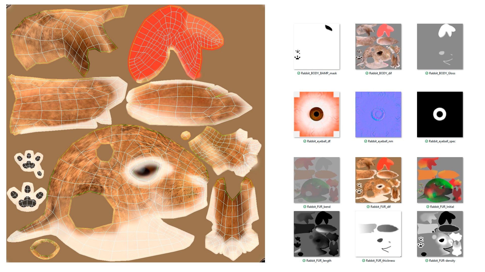 3d model of rabbit character rig