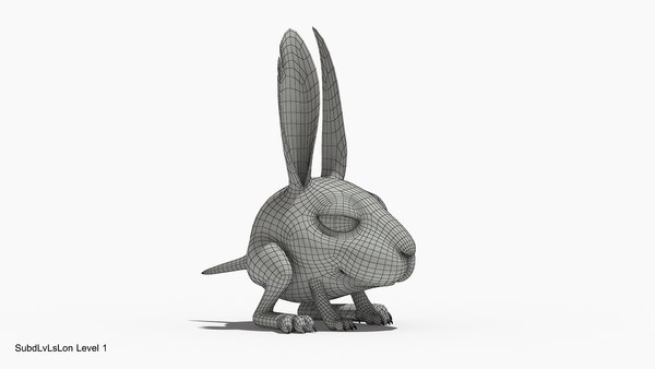 3d model of rabbit character rig