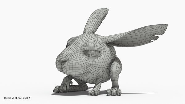 3d model of rabbit character rig