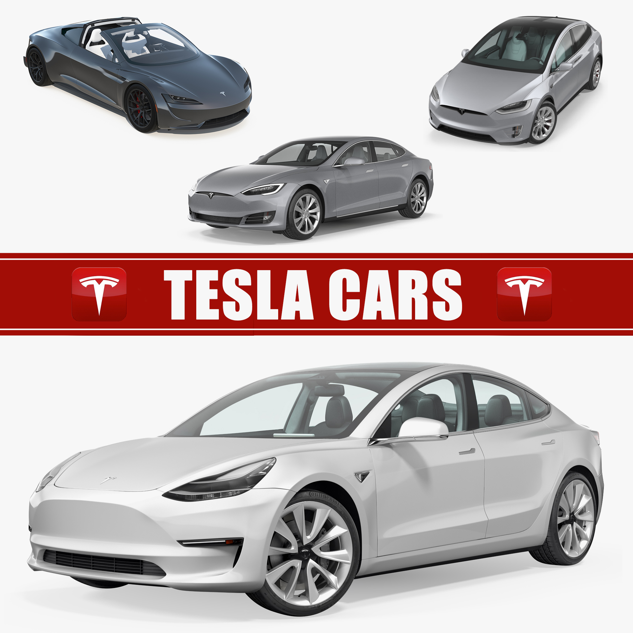 3D tesla cars 3 s model - TurboSquid 1284030