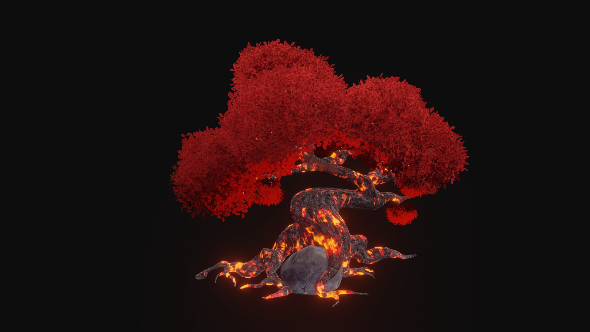 3D Stylized Lava Fantasy Tree Asset PBR Low-poly Game-ready ...