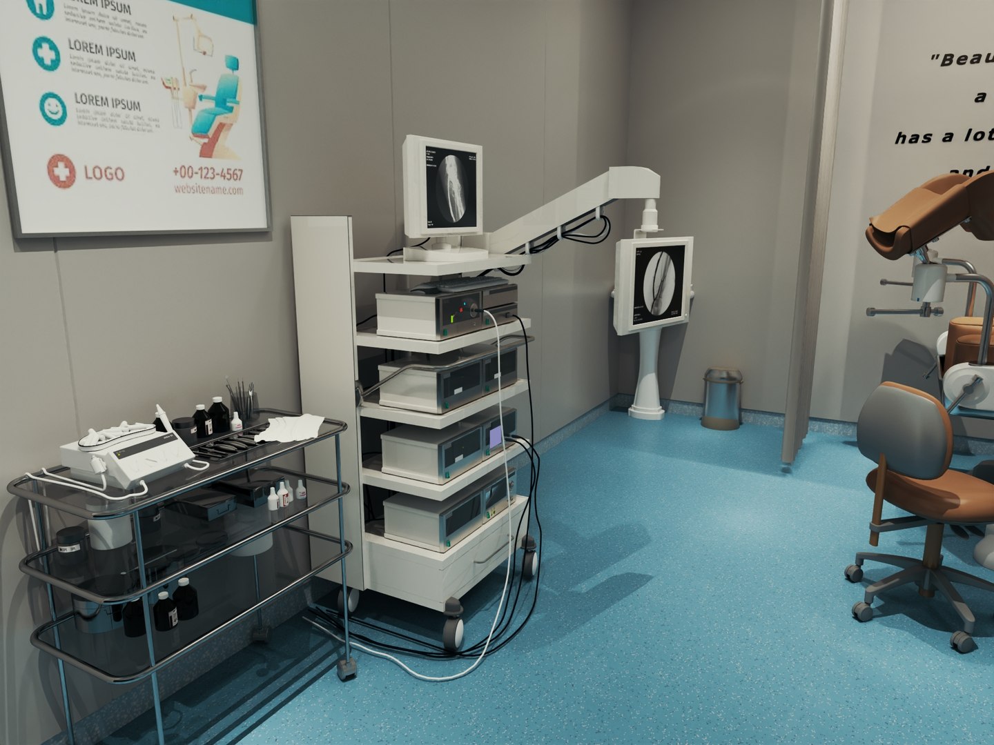 Modern Dental Clinic Treatment Room With Posters 3D Model - TurboSquid ...