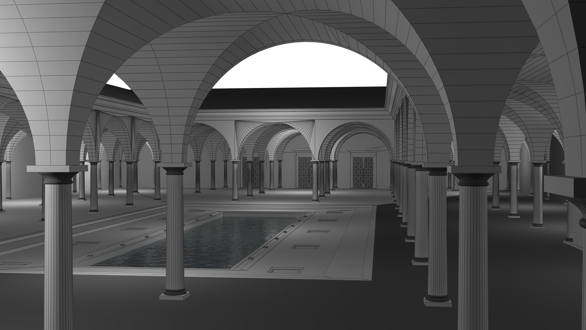 Ancient Atrium Interior Model - TurboSquid 1691533