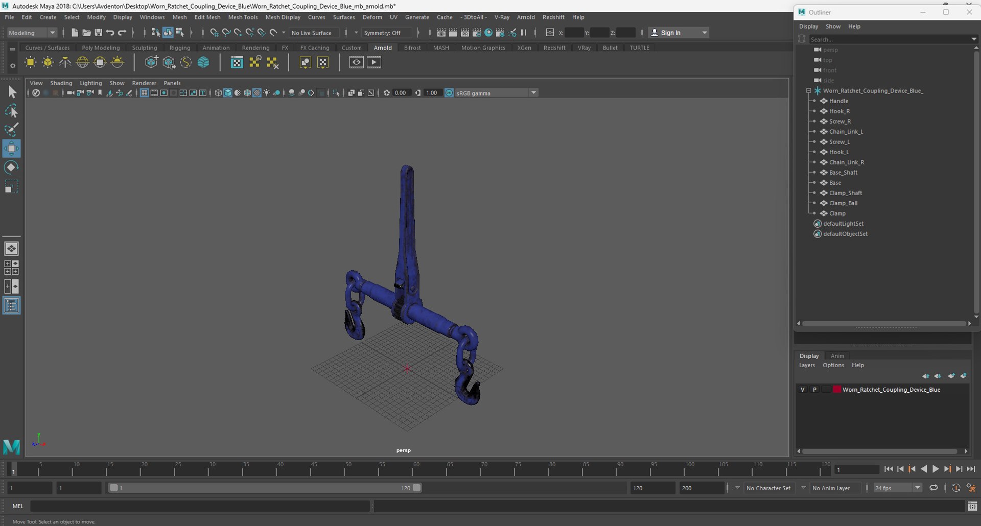 3D Worn Ratchet Coupling Device Blue Model - TurboSquid 2268596