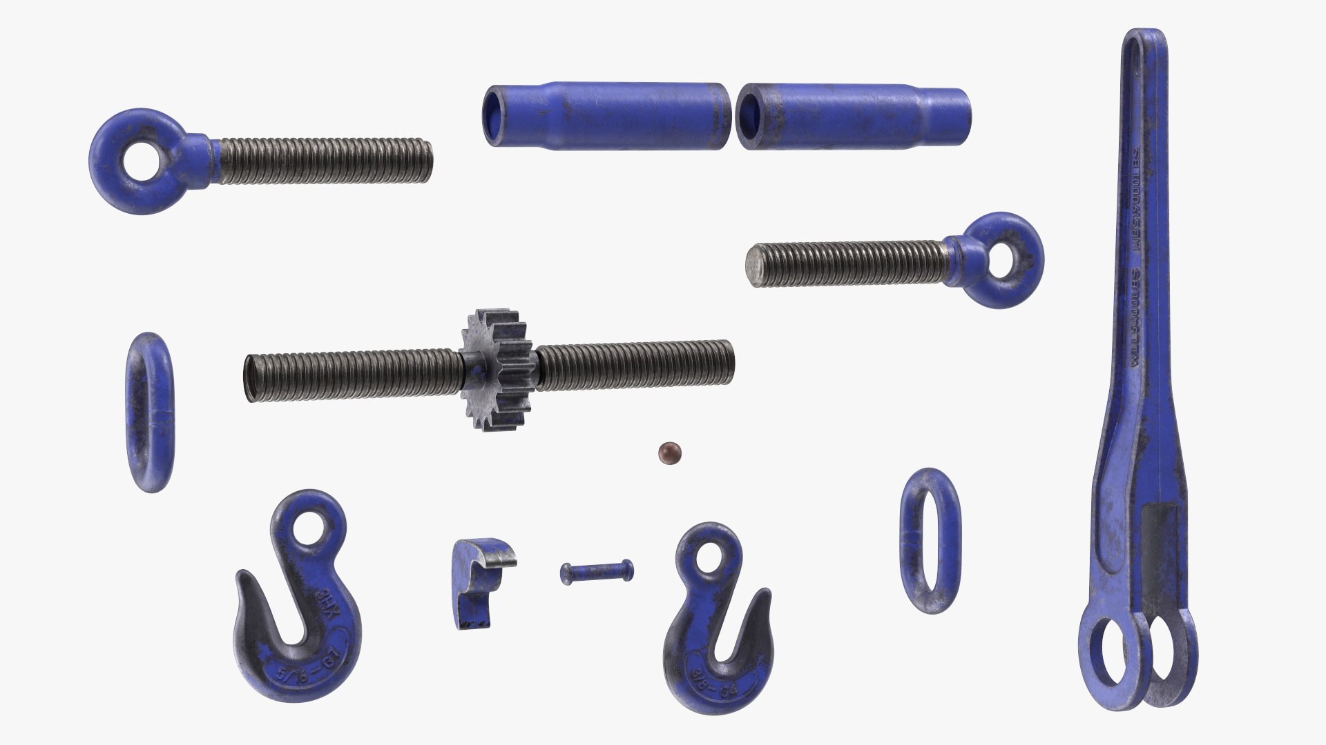 3D Worn Ratchet Coupling Device Blue Model - TurboSquid 2268596