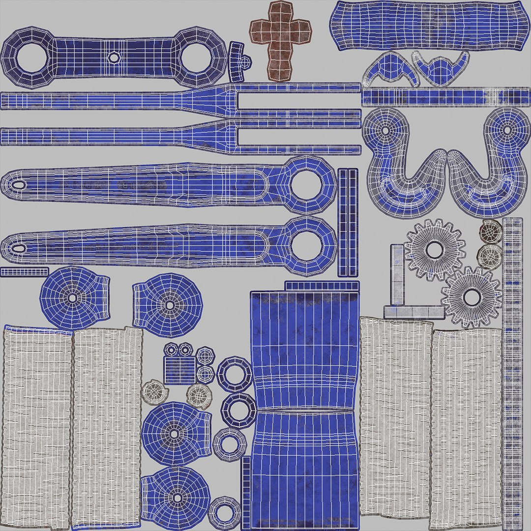 3D Worn Ratchet Coupling Device Blue Model - TurboSquid 2268596
