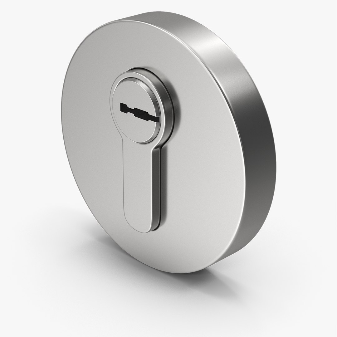 3D Silver Round Door Lock - TurboSquid 1952925