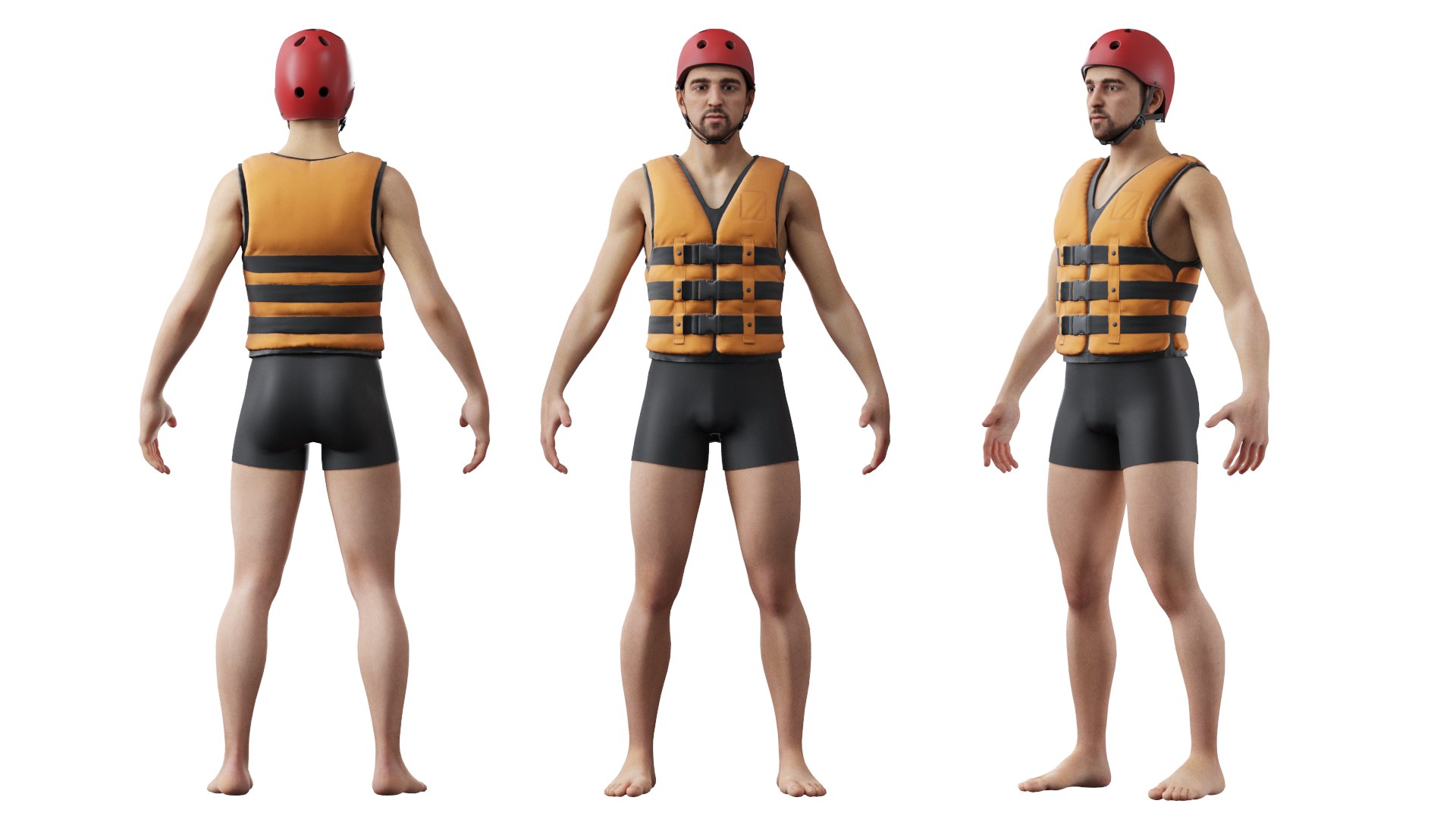 3D Male In Life Vest - TurboSquid 1754389