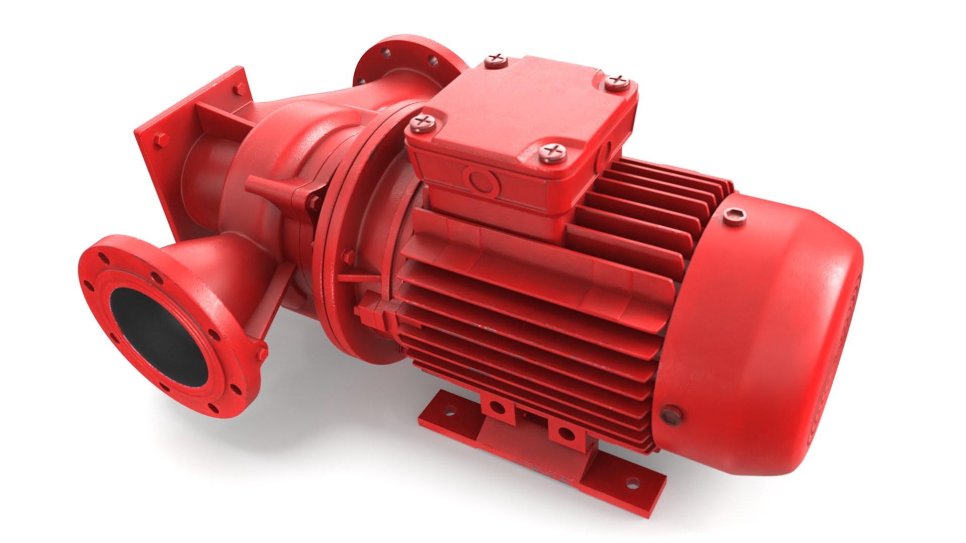 3D Model Industrial Centrifugal Water Pump Inline Vertical Red ...