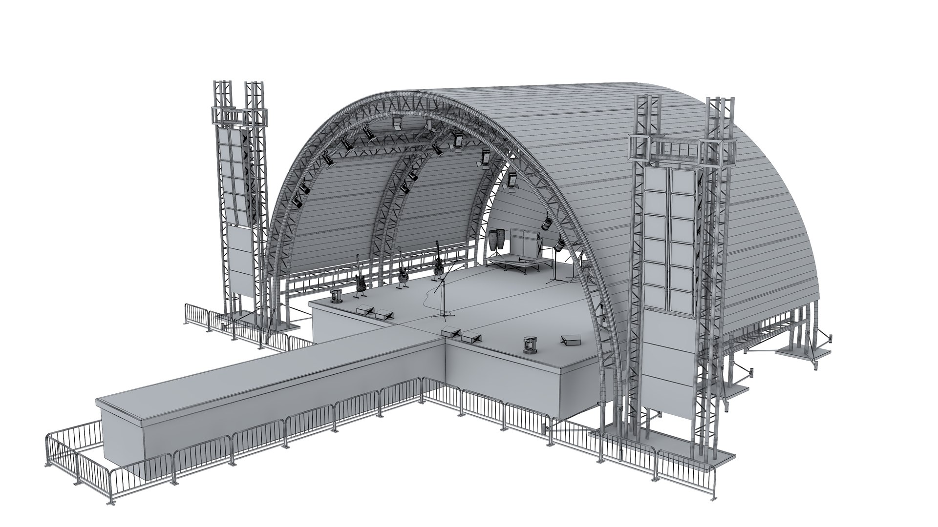 3D Model Detailed Equipped Festival Stage - TurboSquid 2272529
