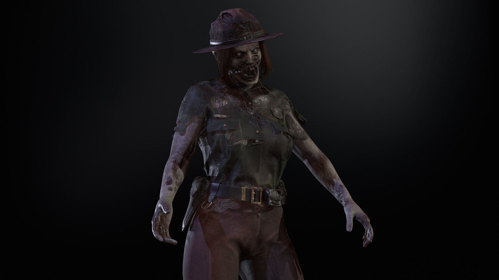 3D Zombie Cop Girl - TurboSquid 2359494