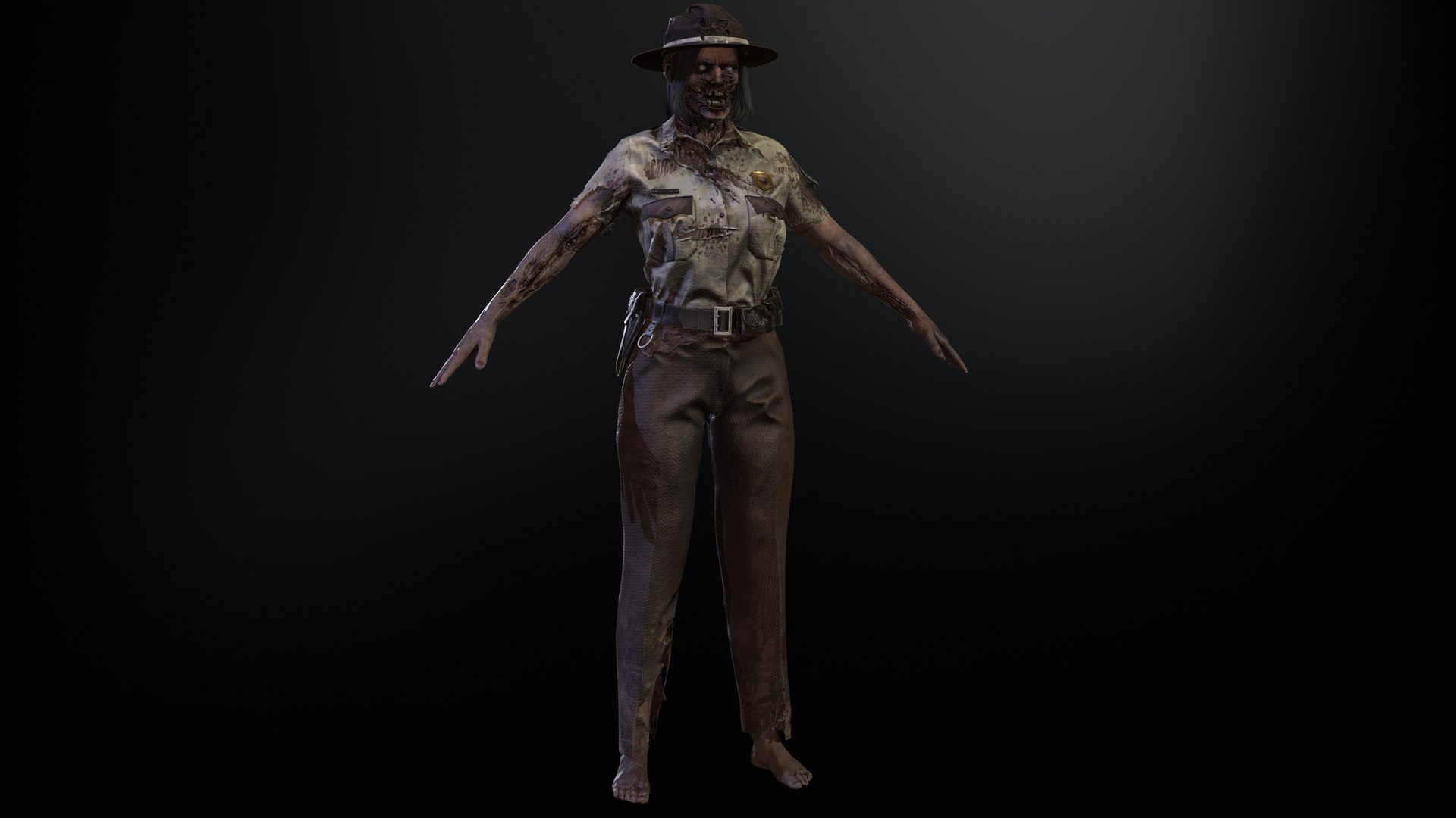 3D Zombie Cop Girl - TurboSquid 2359494
