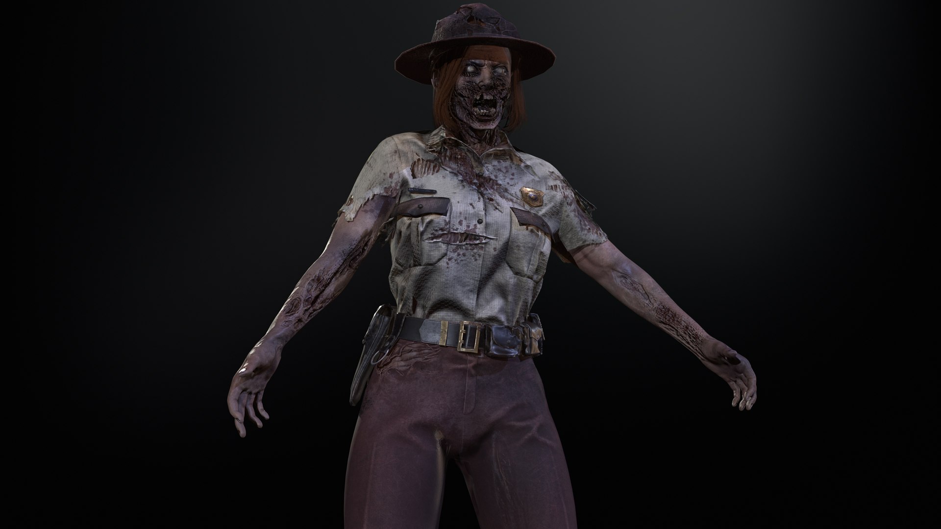3D Zombie Cop Girl - TurboSquid 2359494