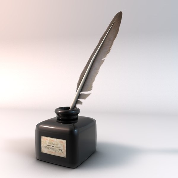 3d quill pen ink bottle