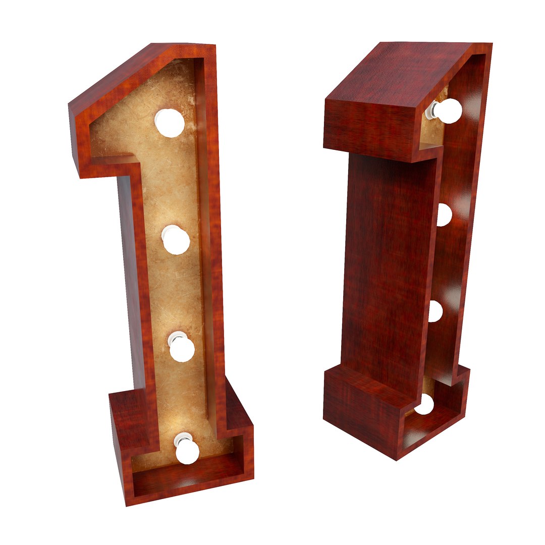 3D Marquee Number One Led Wooden Glow Sign 3dmodel Model - TurboSquid ...