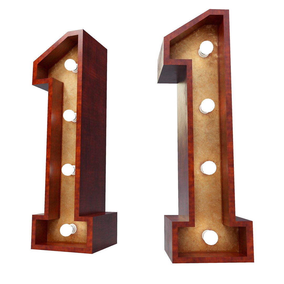 3D Marquee Number One Led Wooden Glow Sign 3dmodel Model - TurboSquid ...