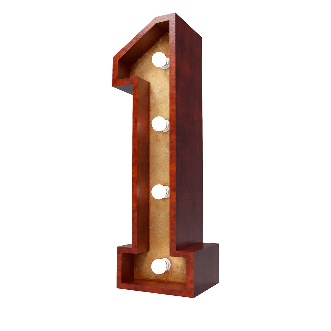 3D Marquee Number One Led Wooden Glow Sign 3dmodel Model - TurboSquid ...