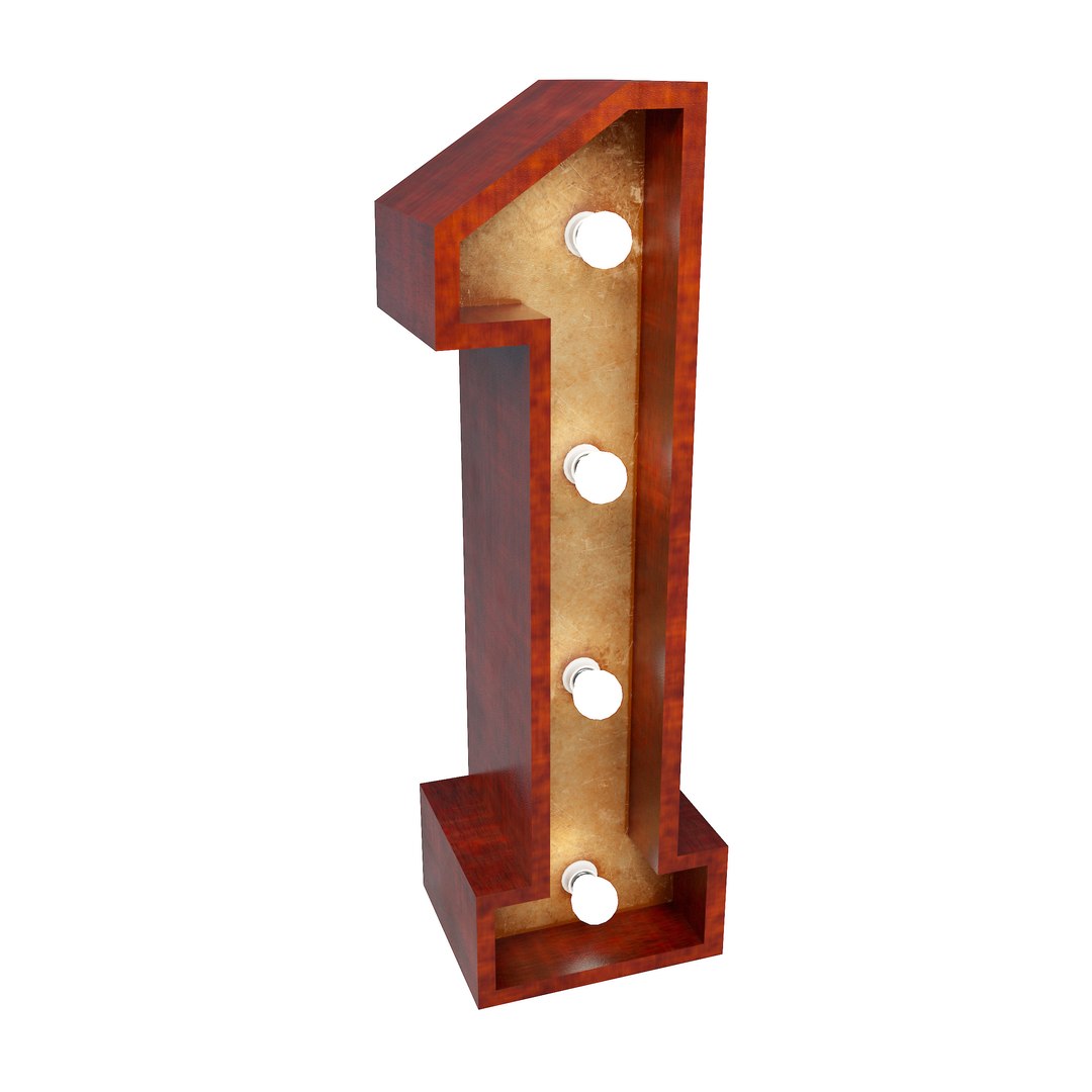 3D Marquee Number One Led Wooden Glow Sign 3dmodel Model - TurboSquid ...