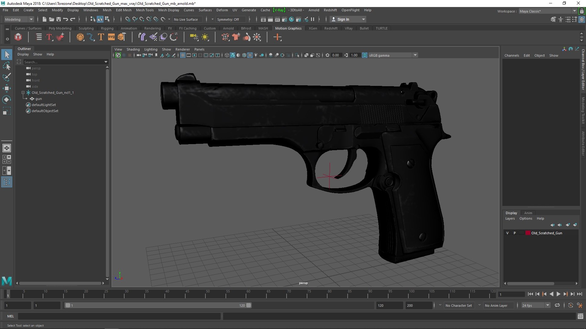 3D Old Scratched Gun - TurboSquid 2326791