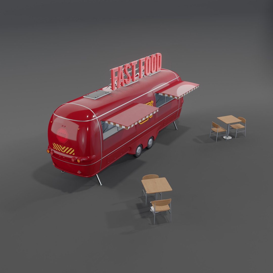 3D Red Fast Food Trailer - TurboSquid 2174912
