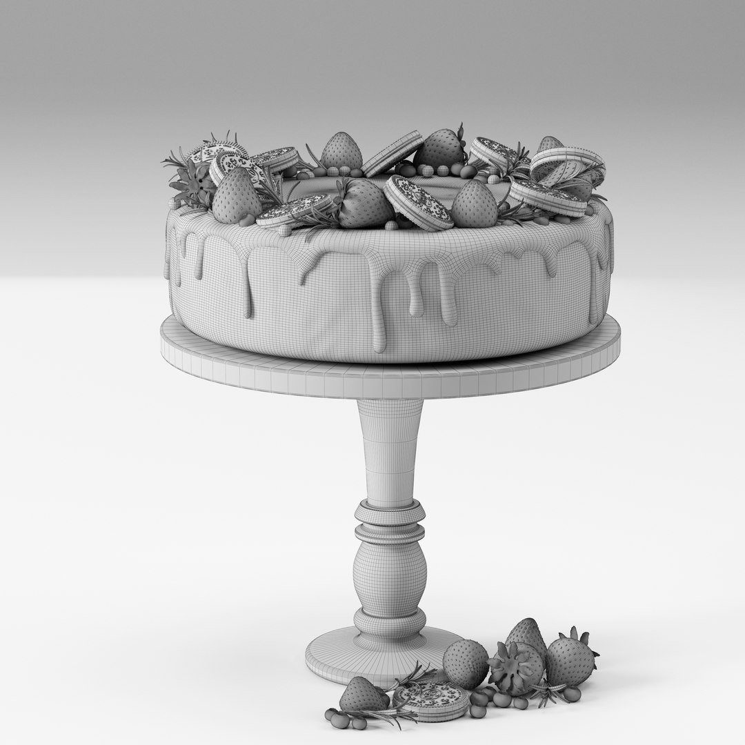 3D Model Cake With Stawberry And Oreo - TurboSquid 1845852