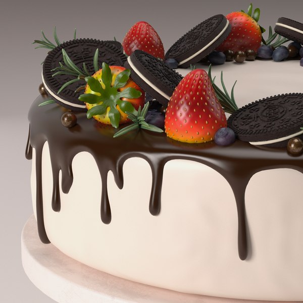3D model Cake with stawberry and oreo - TurboSquid 1845852