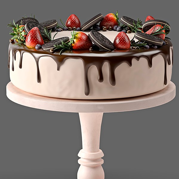 3D model Cake with stawberry and oreo - TurboSquid 1845852