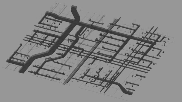 Exposed ceiling duct piping 3D model - TurboSquid 1916234