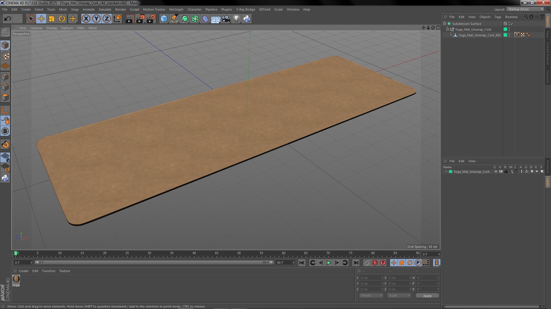 3D Yoga Mat Unwrap Cork - TurboSquid 1905489