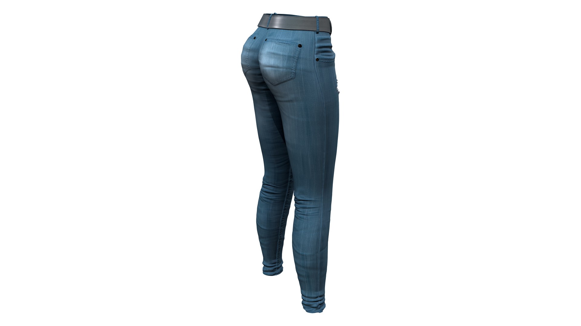 Tight Fit Blue Torn Jeans Denim Pants 3D Model - TurboSquid 2006073