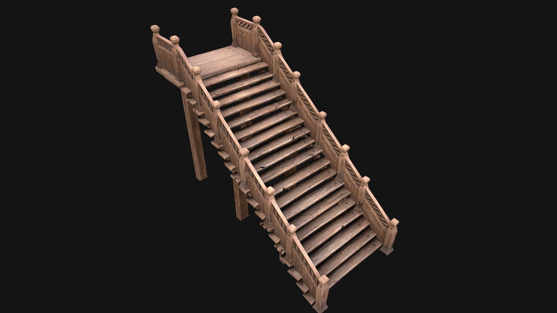 Wooden Staircase Medieval Model - TurboSquid 2131106