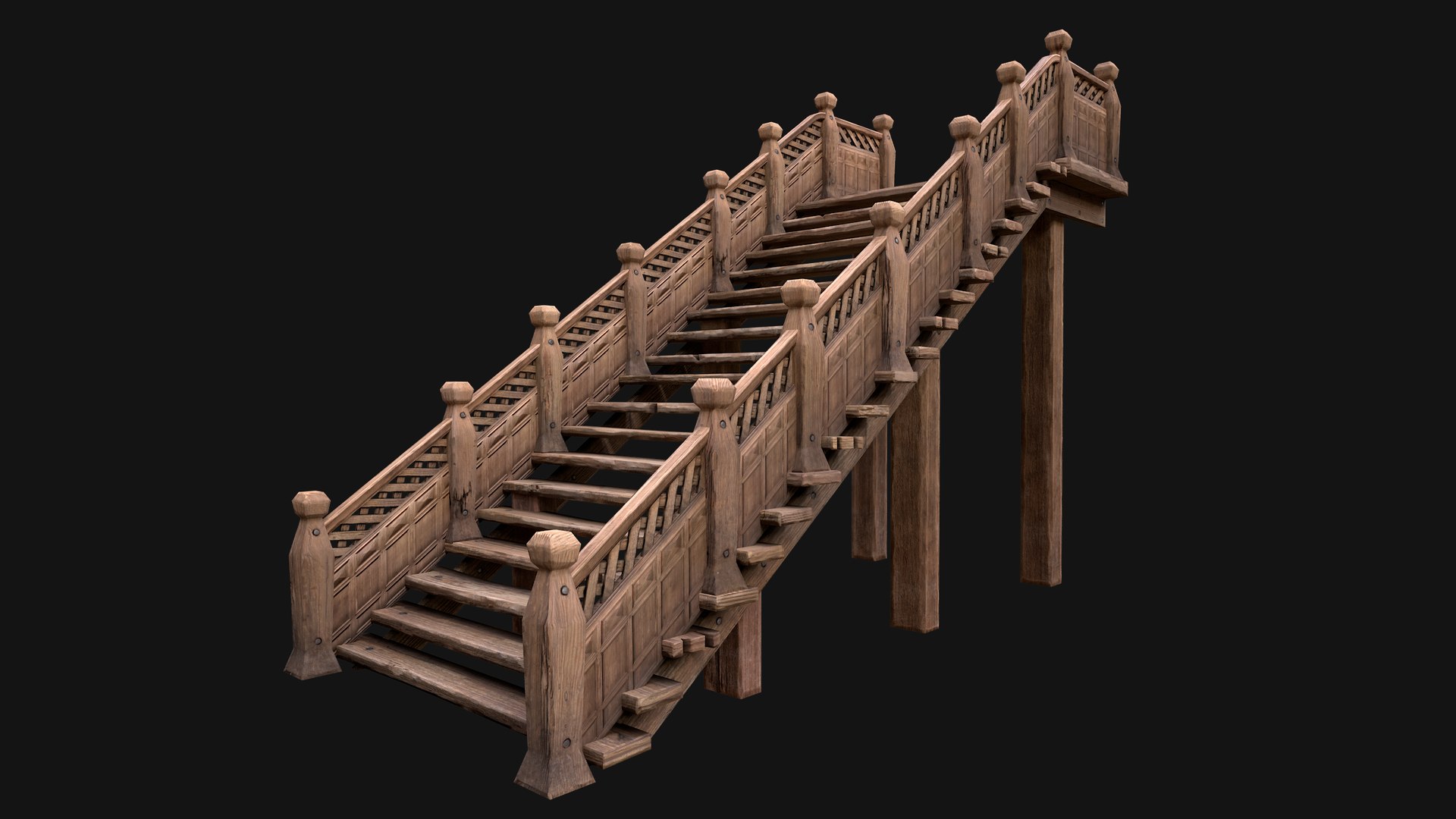 Wooden Staircase Medieval Model - TurboSquid 2131106