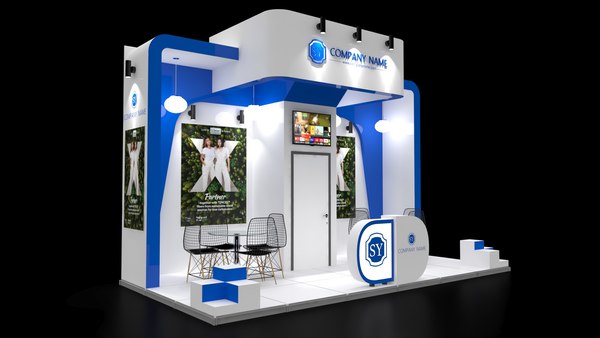 Booth Exhibition Stand Stall 6x3m Height 366cm 3 side open 3D model 3D ...