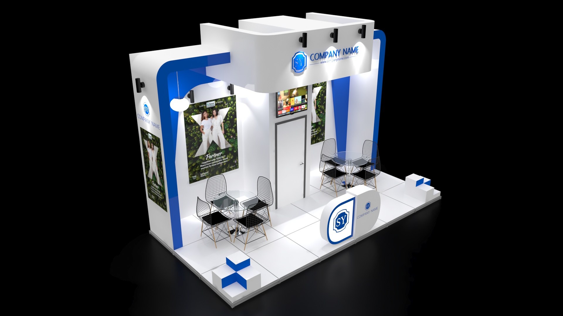 3D Booth Exhibition Stand Stall 6x3m Height 366cm 3 Side Open 3D Model - TurboSquid 2022141