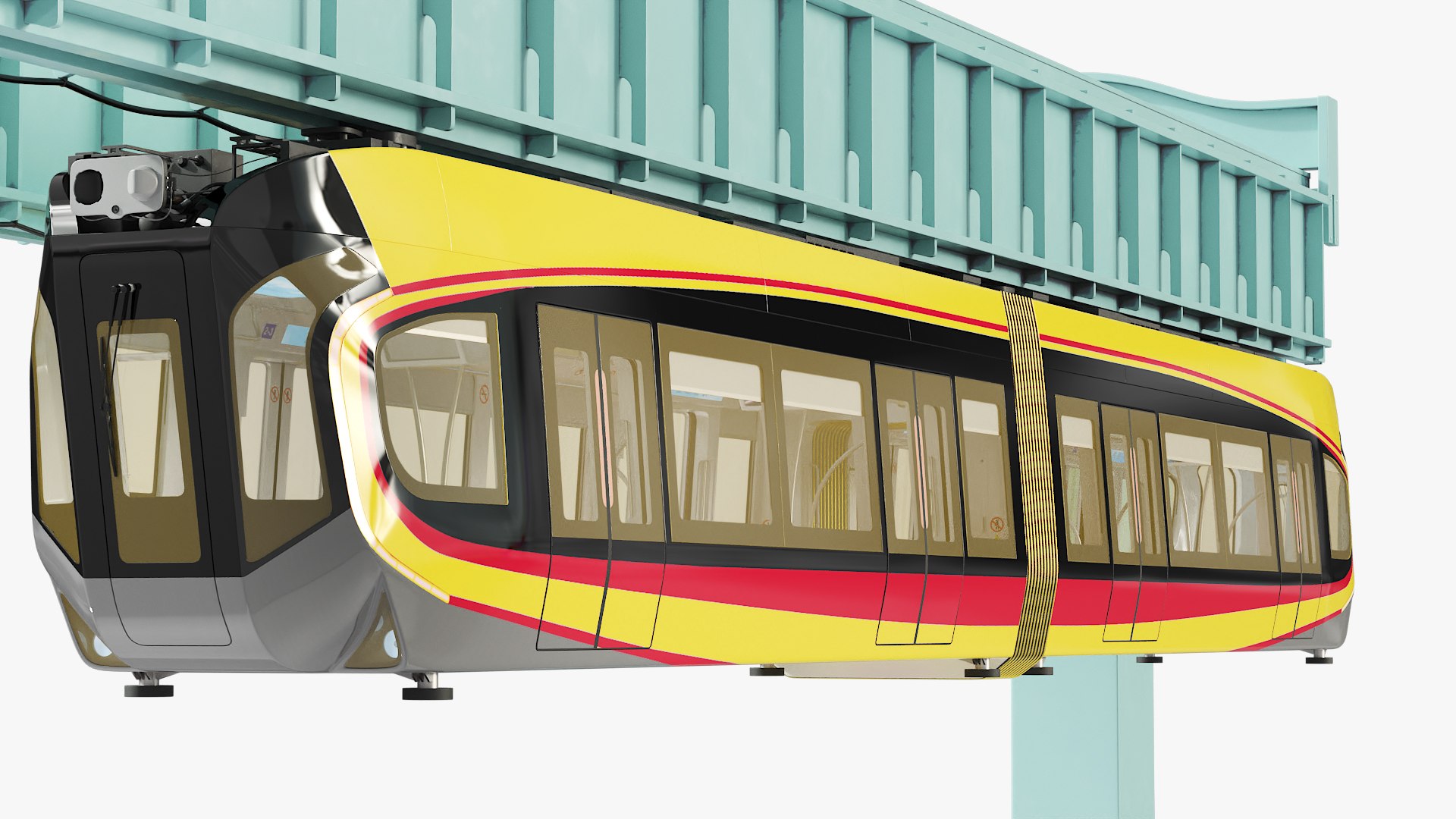 3D Model Urban Suspended Monorail Air Train Rigged For Cinema 4D - TurboSquid 2403627