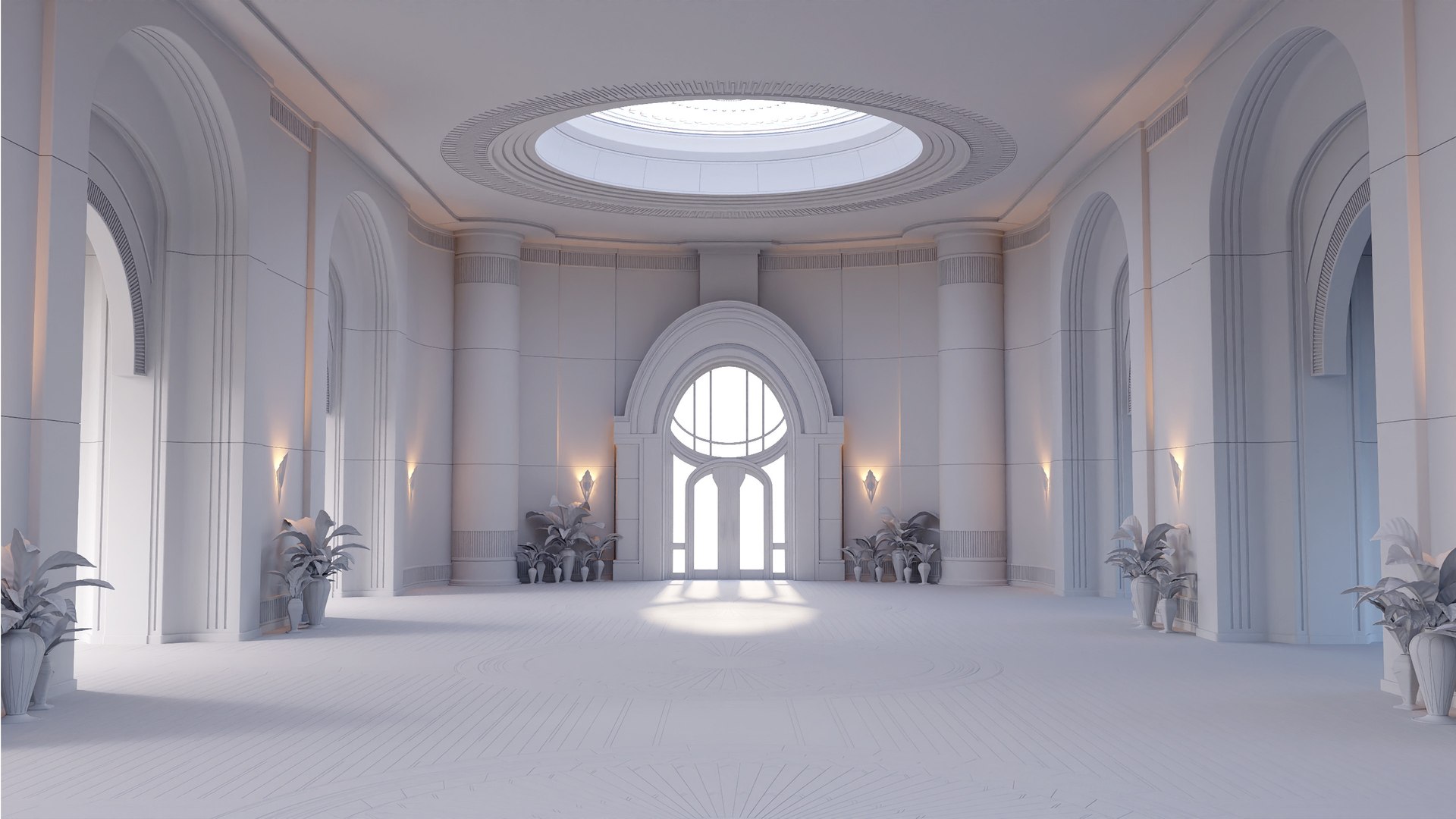3D Classic Art Deco Hall - TurboSquid 2080136