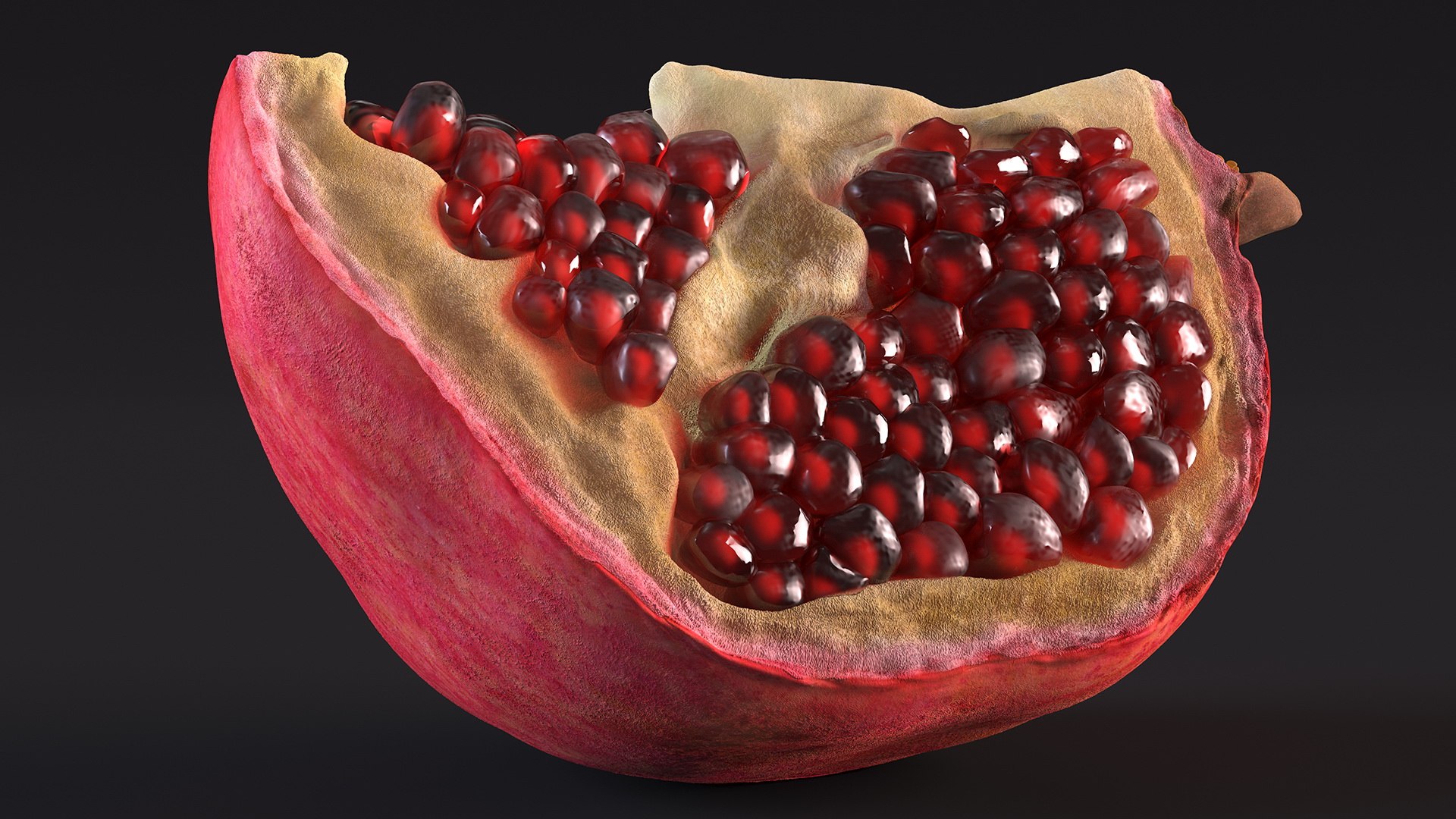 Fresh Pomegranate Quarter Slice 3D Model - TurboSquid 2139187