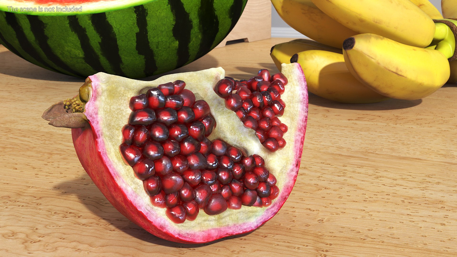 Fresh Pomegranate Quarter Slice 3D Model - TurboSquid 2139187
