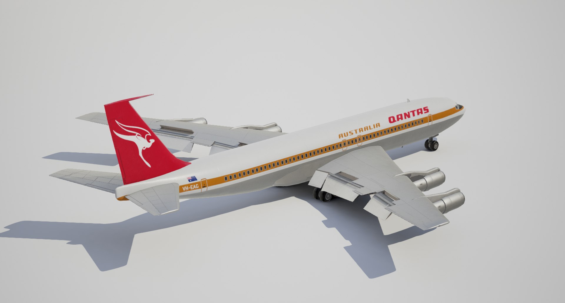 Low-poly Boeing Qantas 3d Model