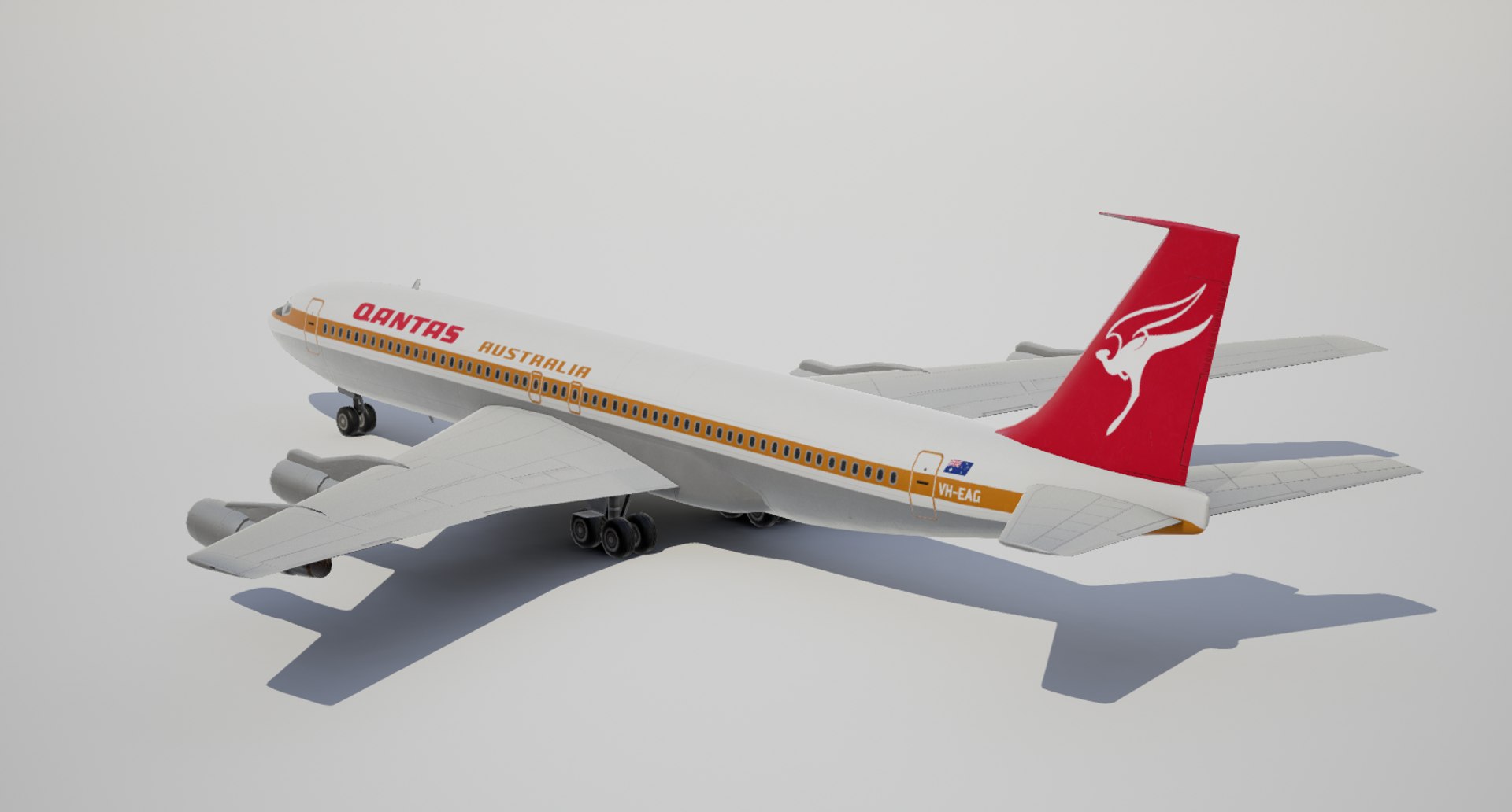 Low-poly Boeing Qantas 3d Model