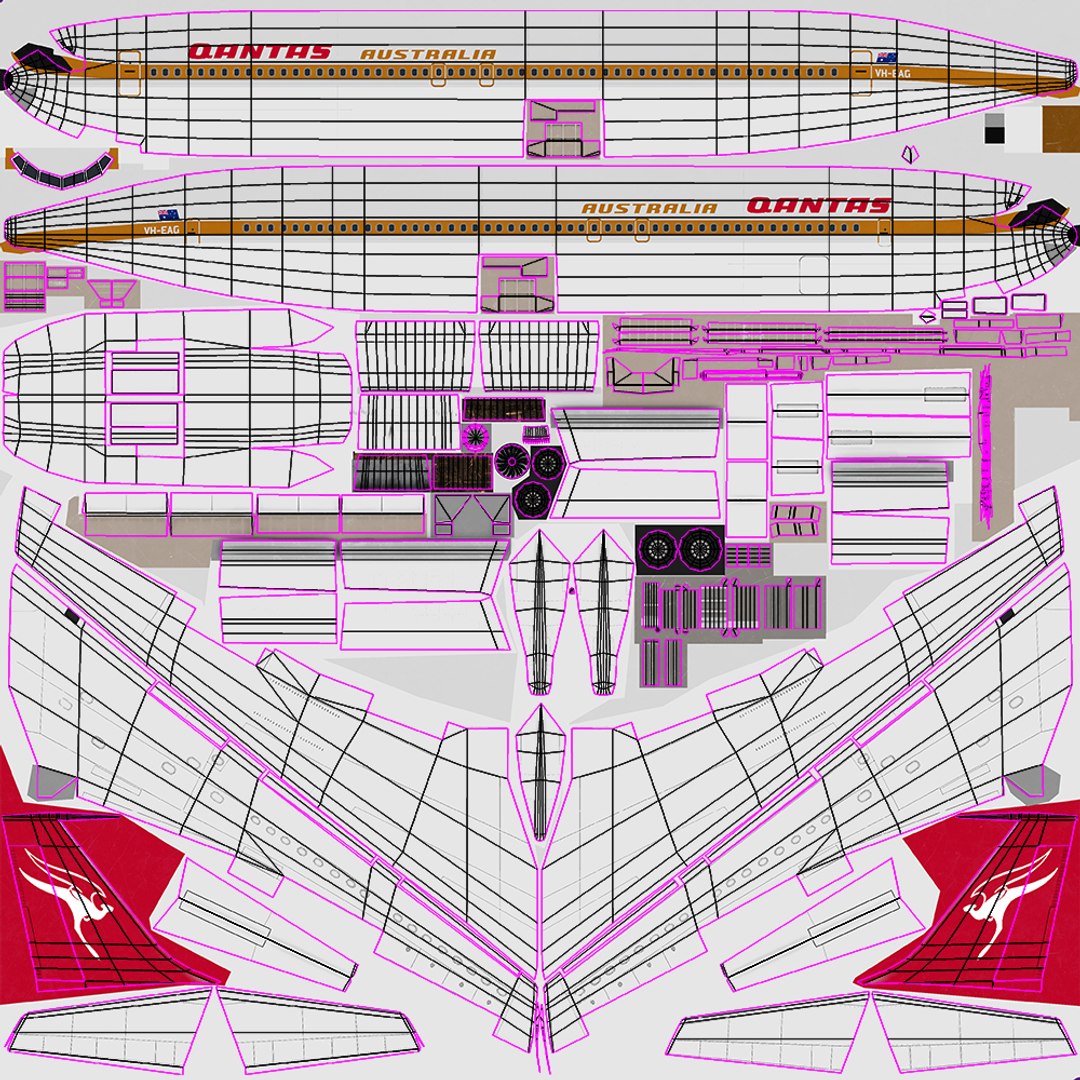 Low-poly Boeing Qantas 3d Model