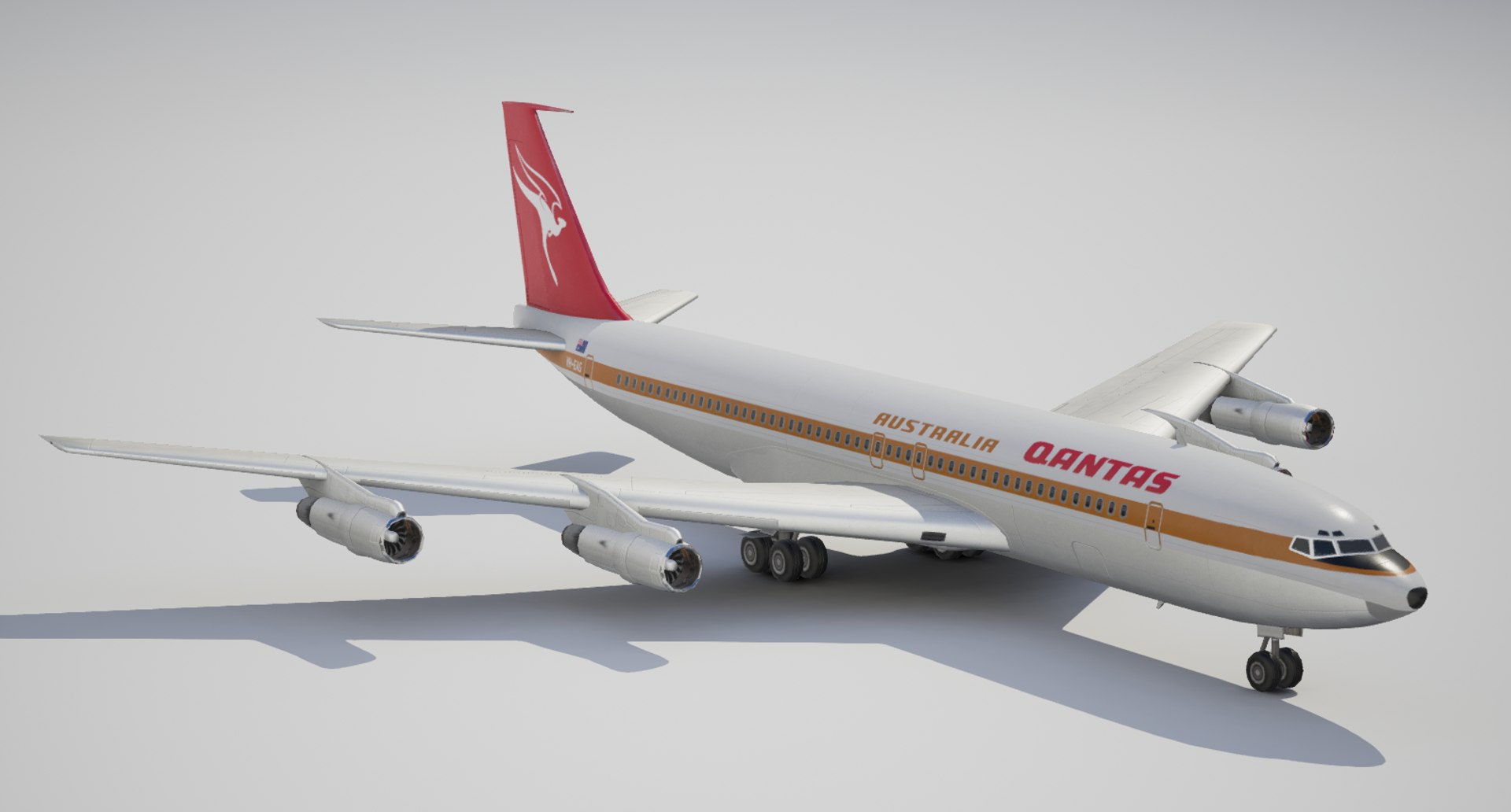 Low-poly Boeing Qantas 3d Model